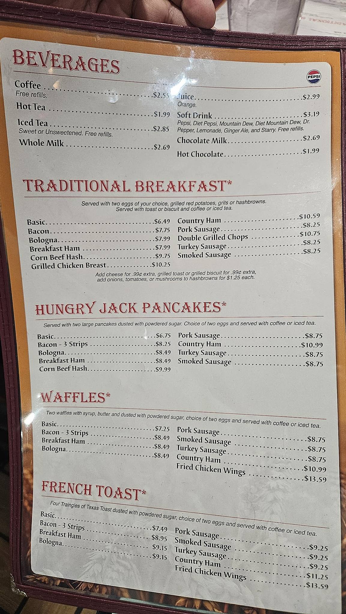 Menu at Long Grain Cafe, Florence