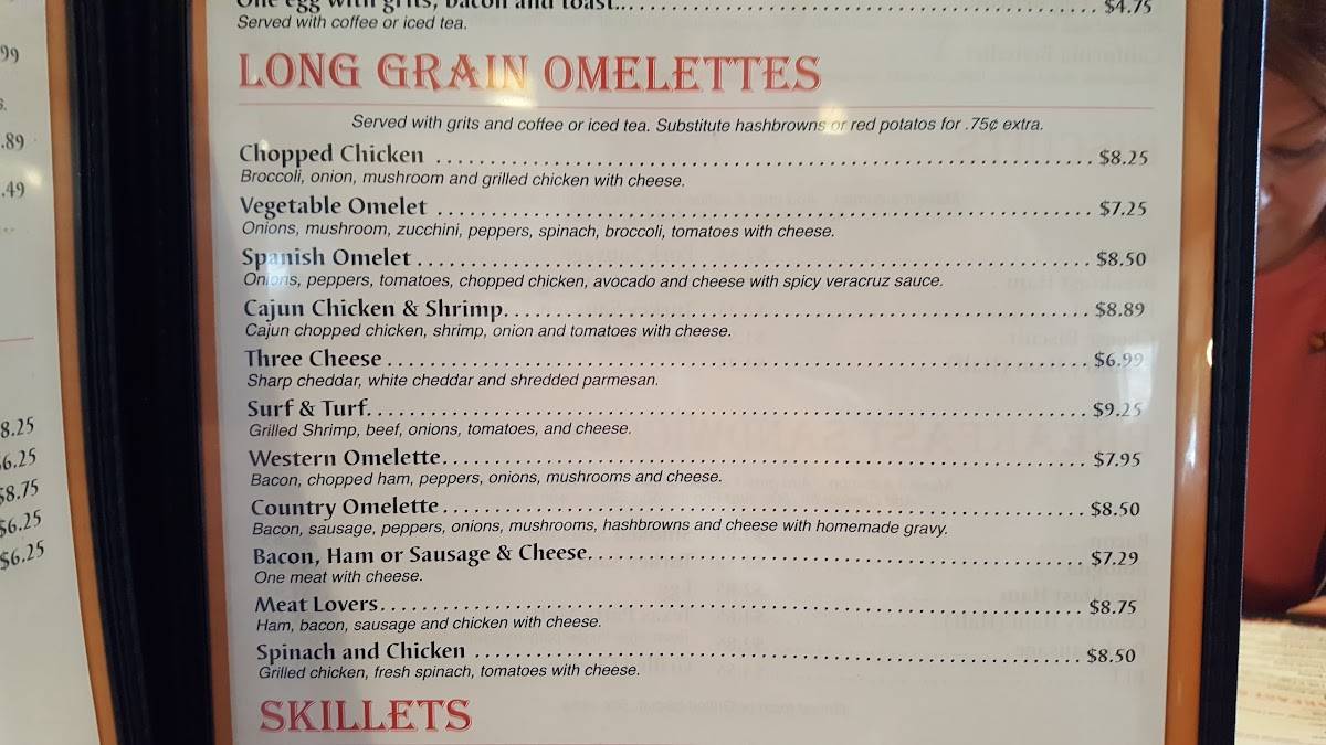 Menu at Long Grain Cafe, Florence