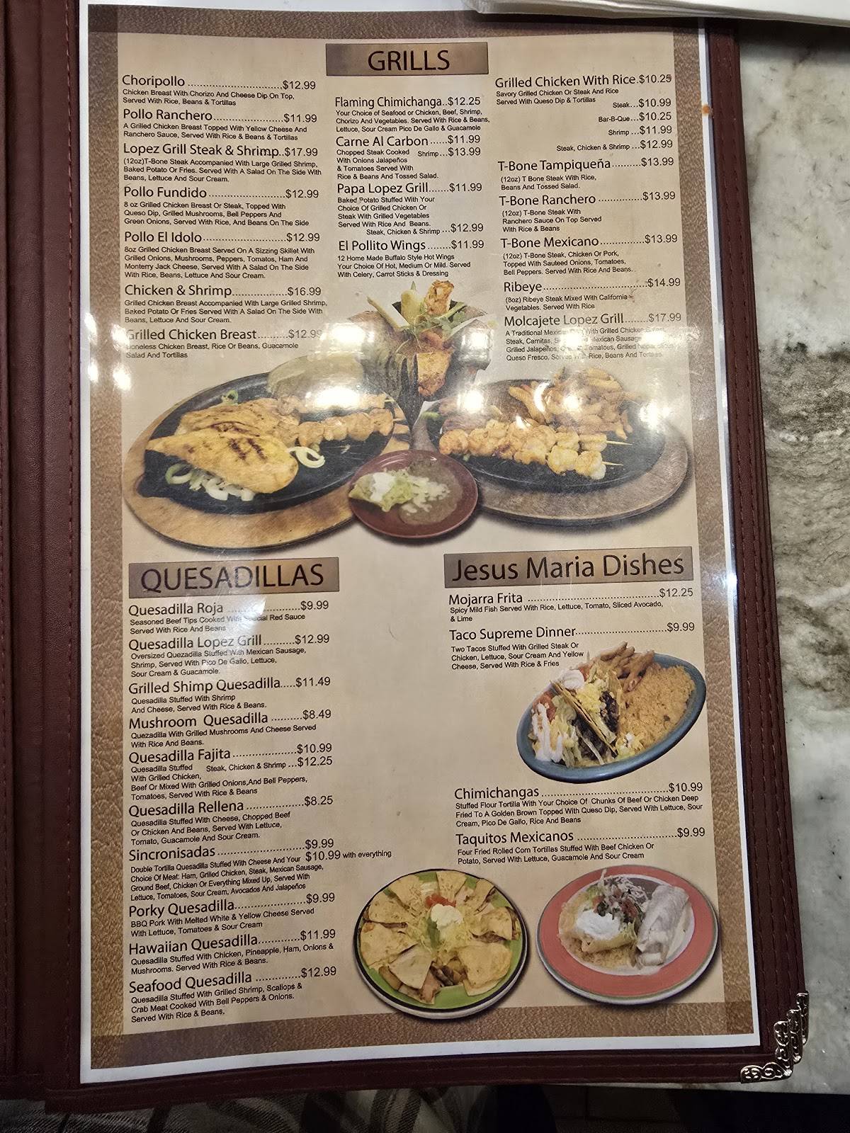 Menu at Lopez Grill restaurant, Bartlett