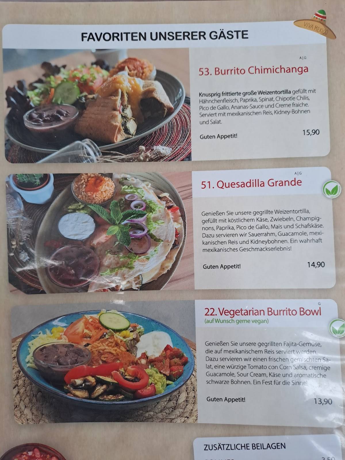 Speisekarte von Los Amigos - The Taste of Mexico restaurant, Wäschenbeuren