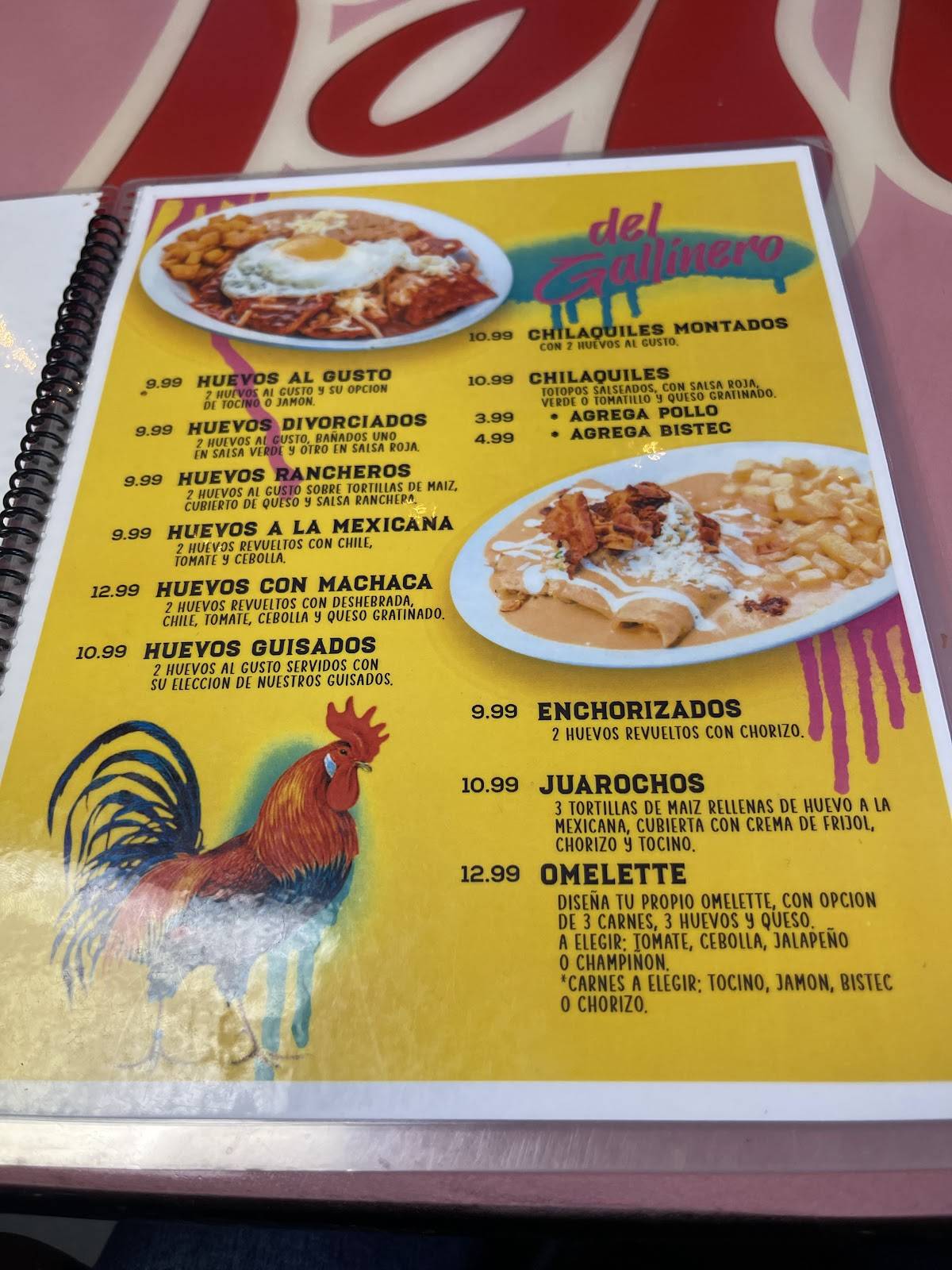 Menu at Los Corajudos del Gordo restaurant, El Paso