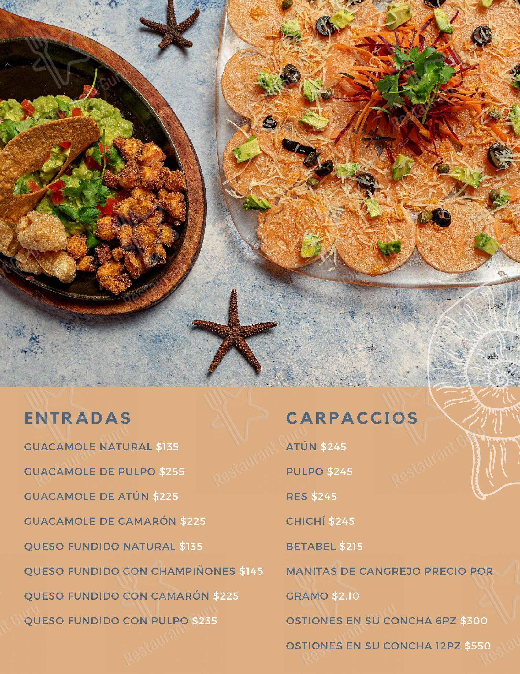 Carta del restaurante Los Mariscos del Chichí, Merida, Calle 35ᴬ