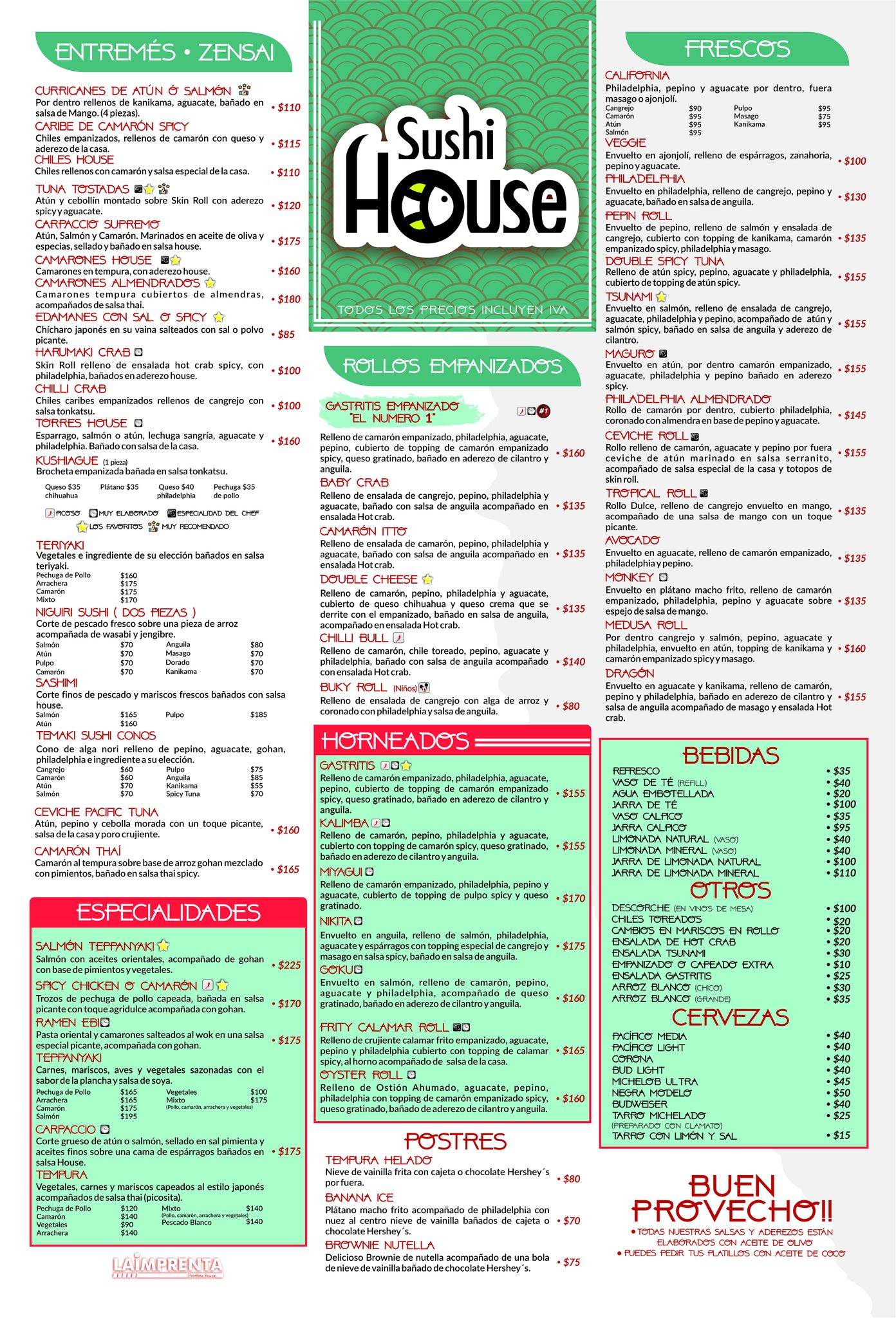 Carta del restaurante SUSHI HOUSE, Los Mochis