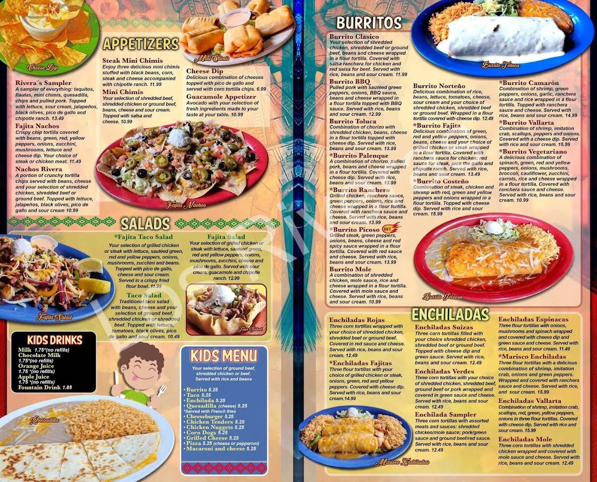 Menu at Los Rivera's restaurant, Oshkosh