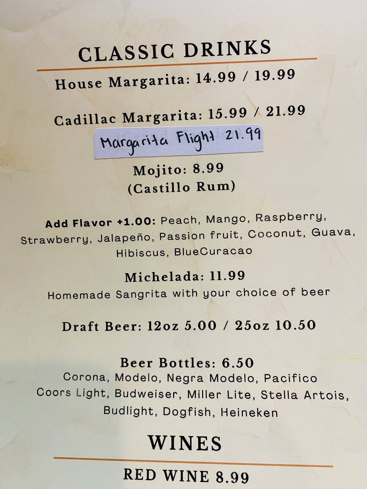 Menu at Loteria Mexican Restaurant, Southington, Meriden-Waterbury Turnpike