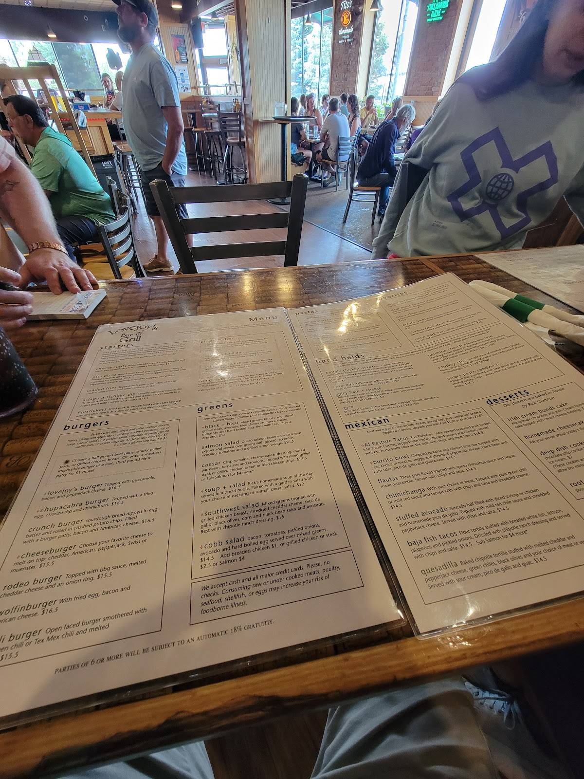 Menu at Lovejoy's Bar & Grill, Laramie