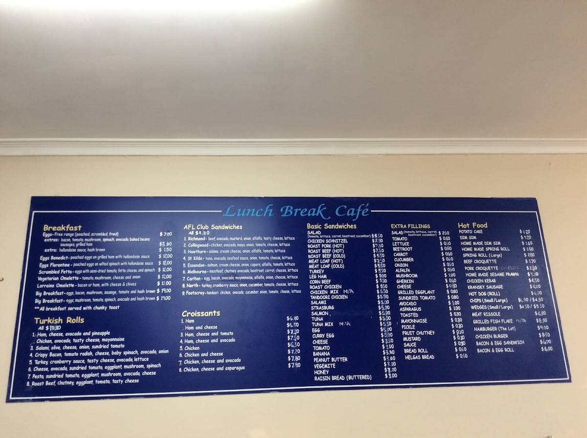 Menu at Lunch Break Deli fast food, Knoxfield