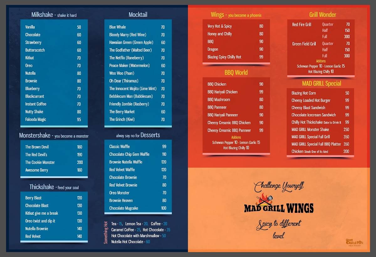 Menu at MAD GRILL ROOFTOP RESTAURANT, Pollachi