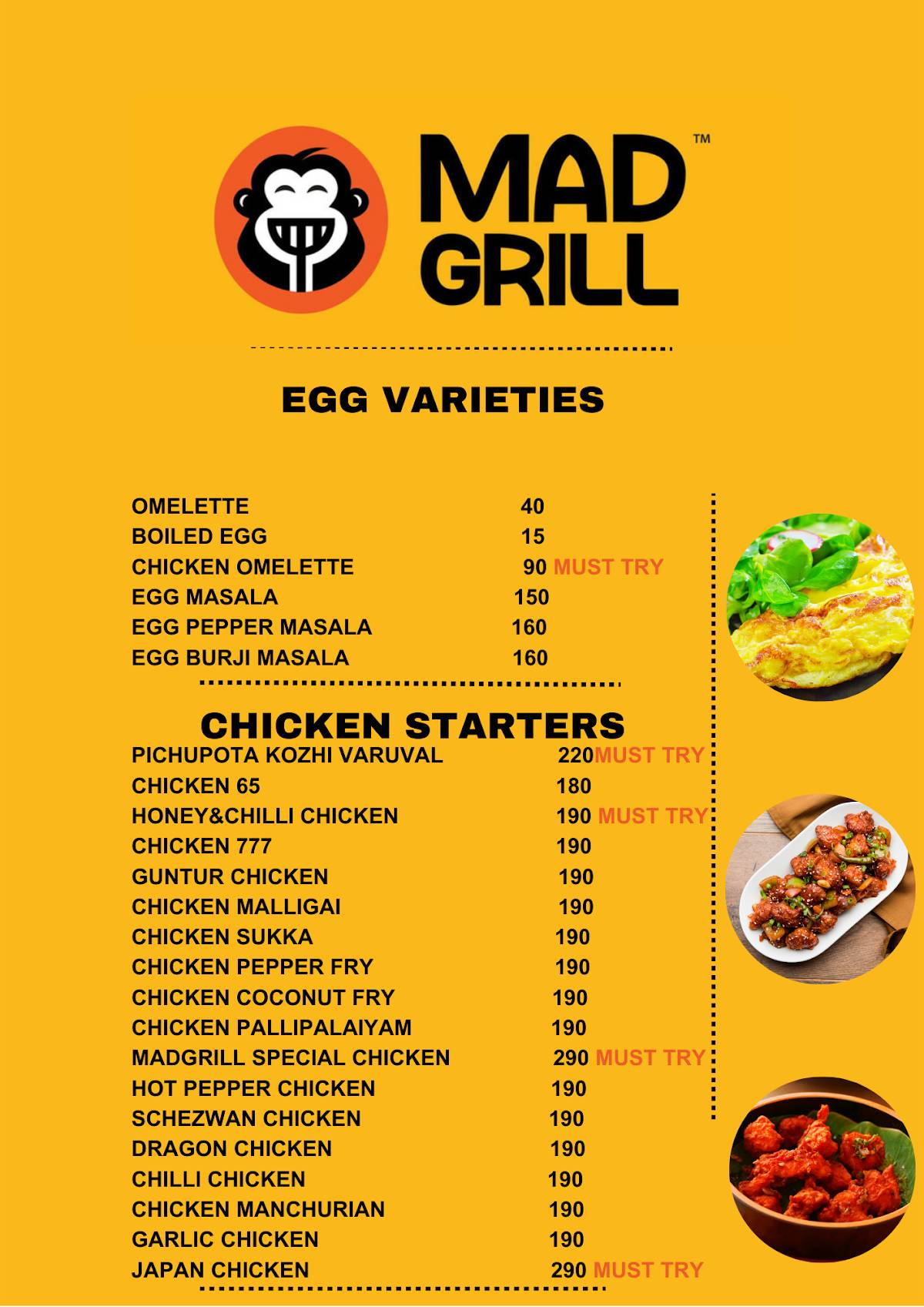 Menu at MAD GRILL ROOFTOP RESTAURANT, Pollachi