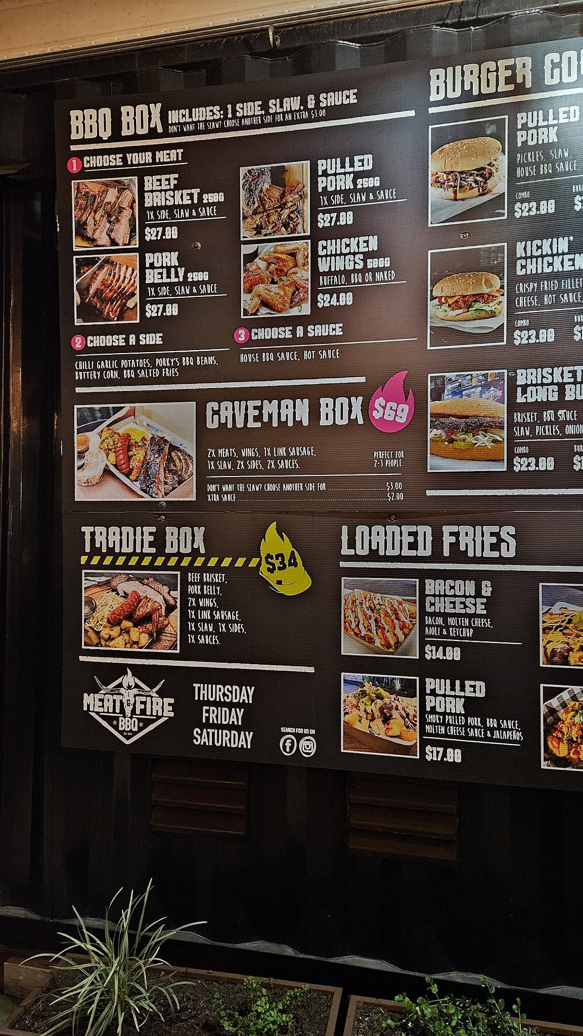 Menu at MEAT AND FIRE BBQ, Rouse Hill