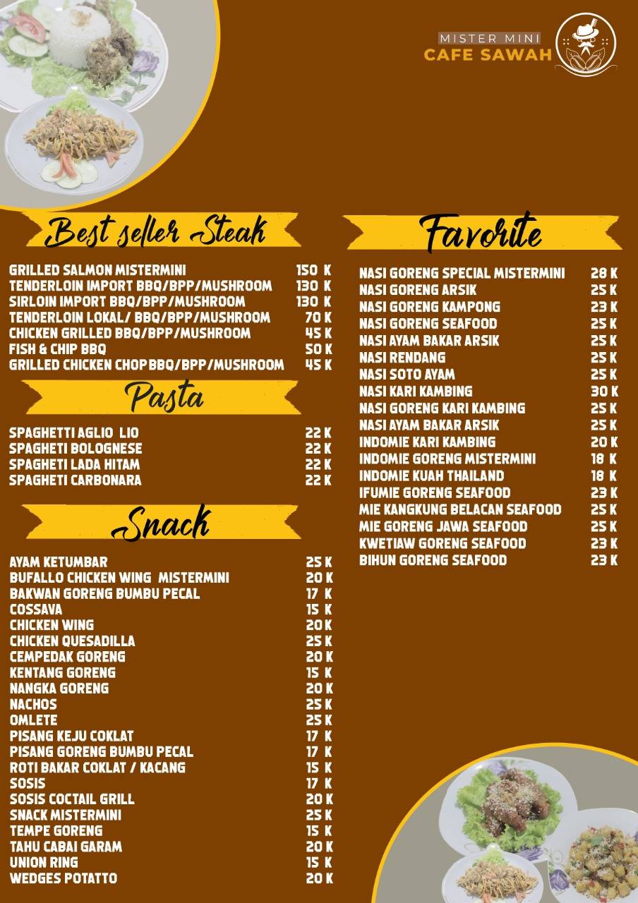 Menu at MISTER MINI CAFE SAWAH, Lubuk Pakam
