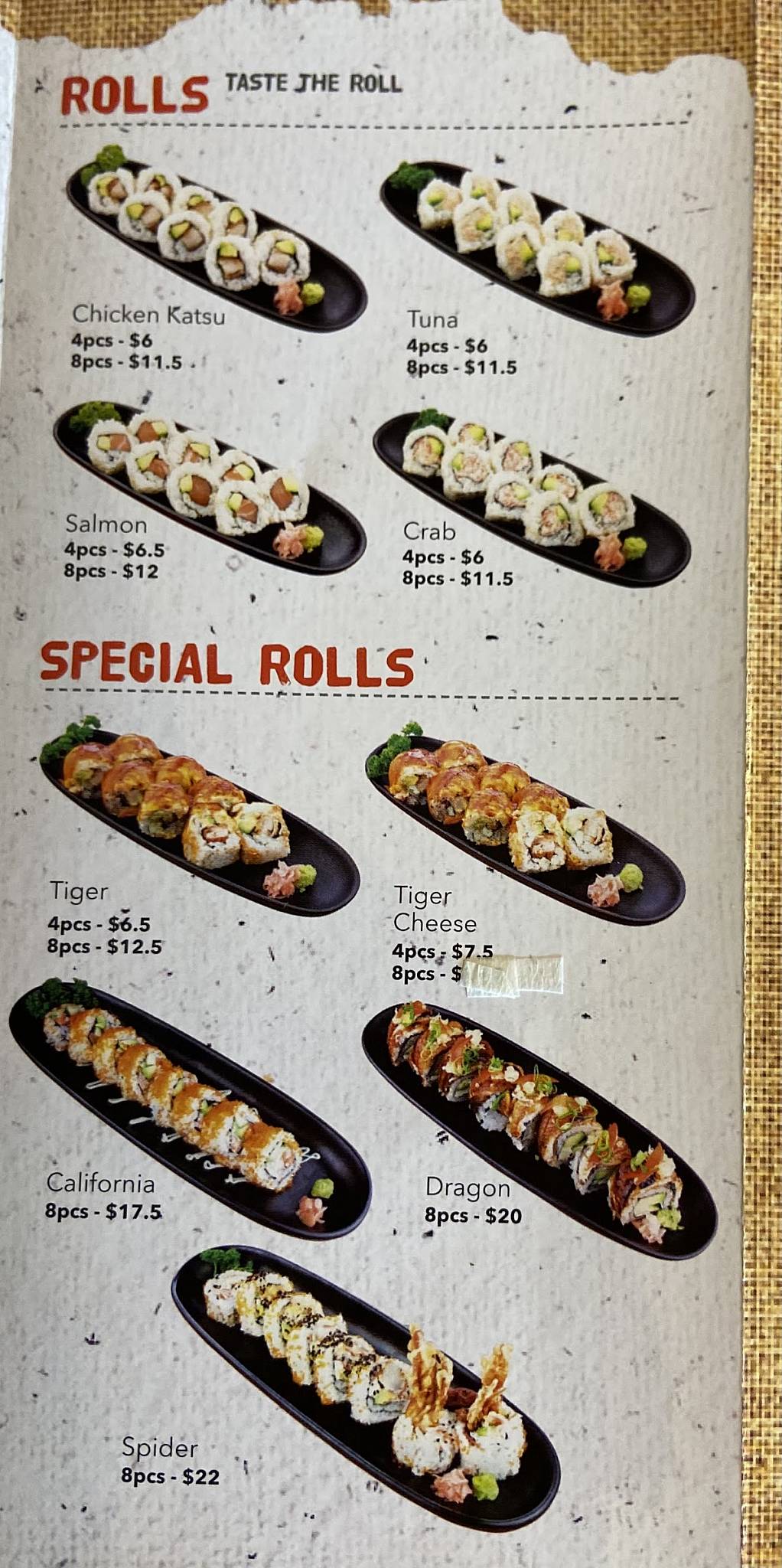 Menu at Mizumi Toronto restaurant, Toronto