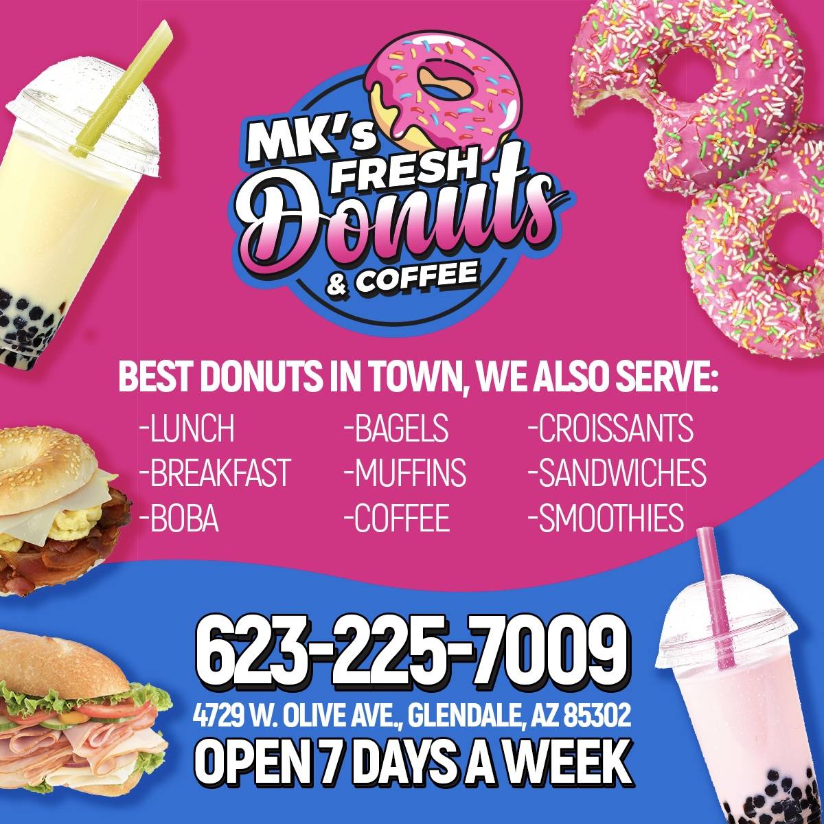 Menu at MK’s Fresh Donuts & Coffee restaurant, Glendale, W Olive Ave