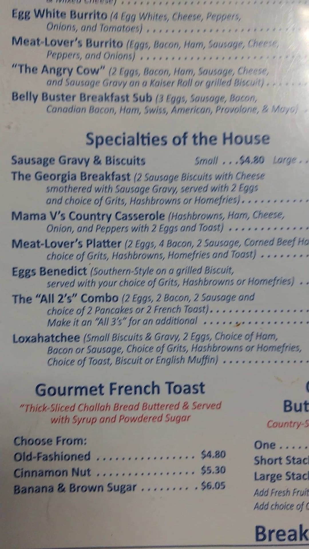 Menu at Morgan's Country Kitchen restaurant, Royal Palm Beach