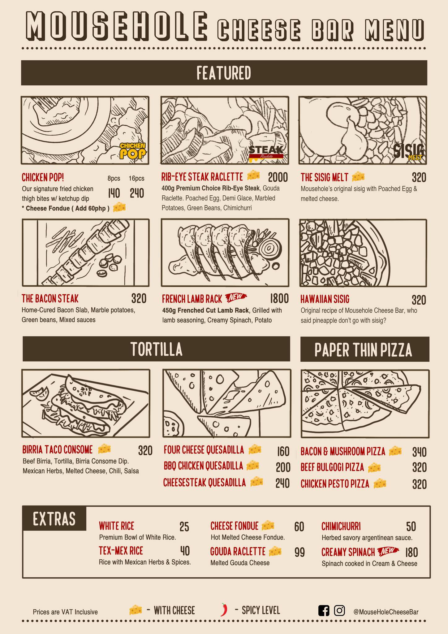 Menu at MOUSE HOLE Cheese Bar X Restaurant, Malvar