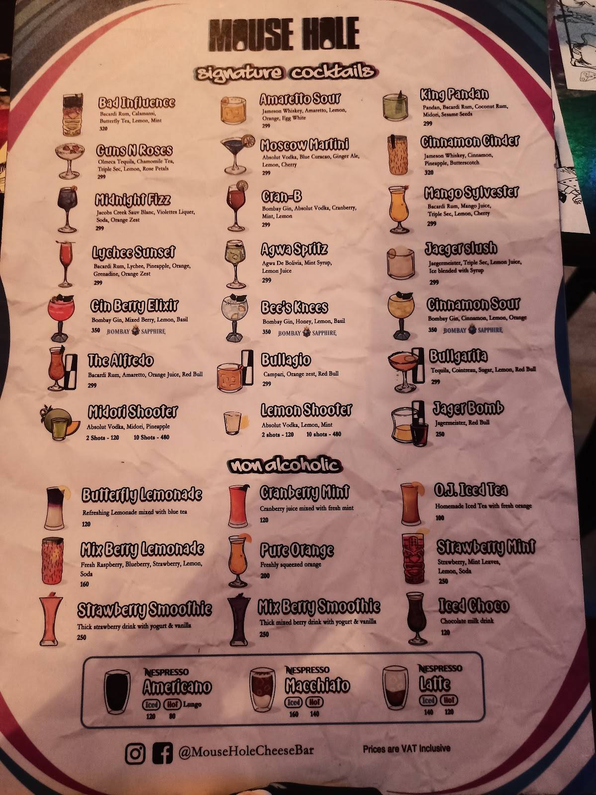 Menu at MOUSE HOLE Cheese Bar X Restaurant, Malvar