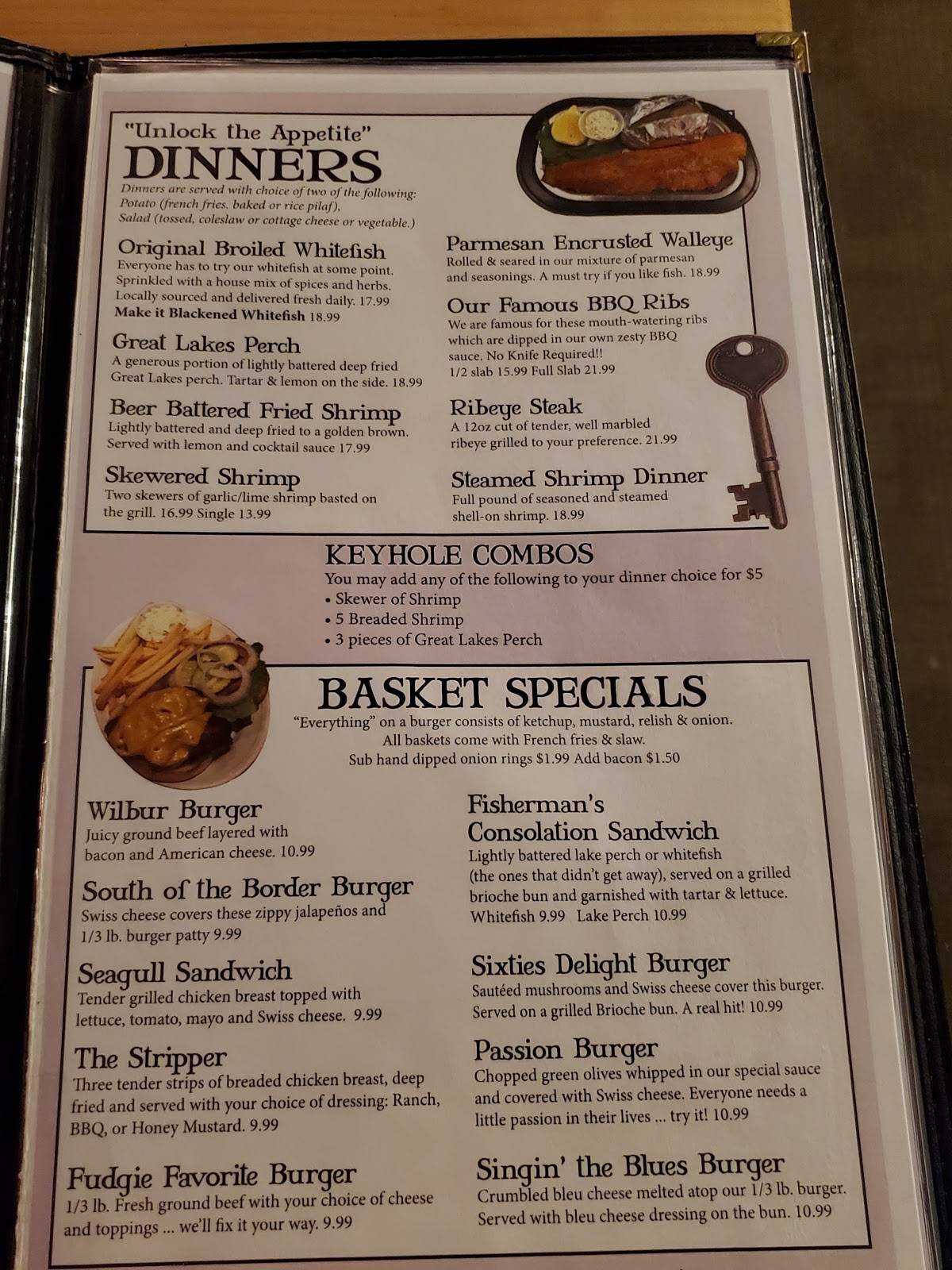 Menu at Keyhole Bar & Grill, Mackinaw City