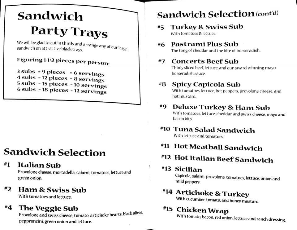 Menu at Gino's Italian Deli restaurant, Madison, Verona Rd