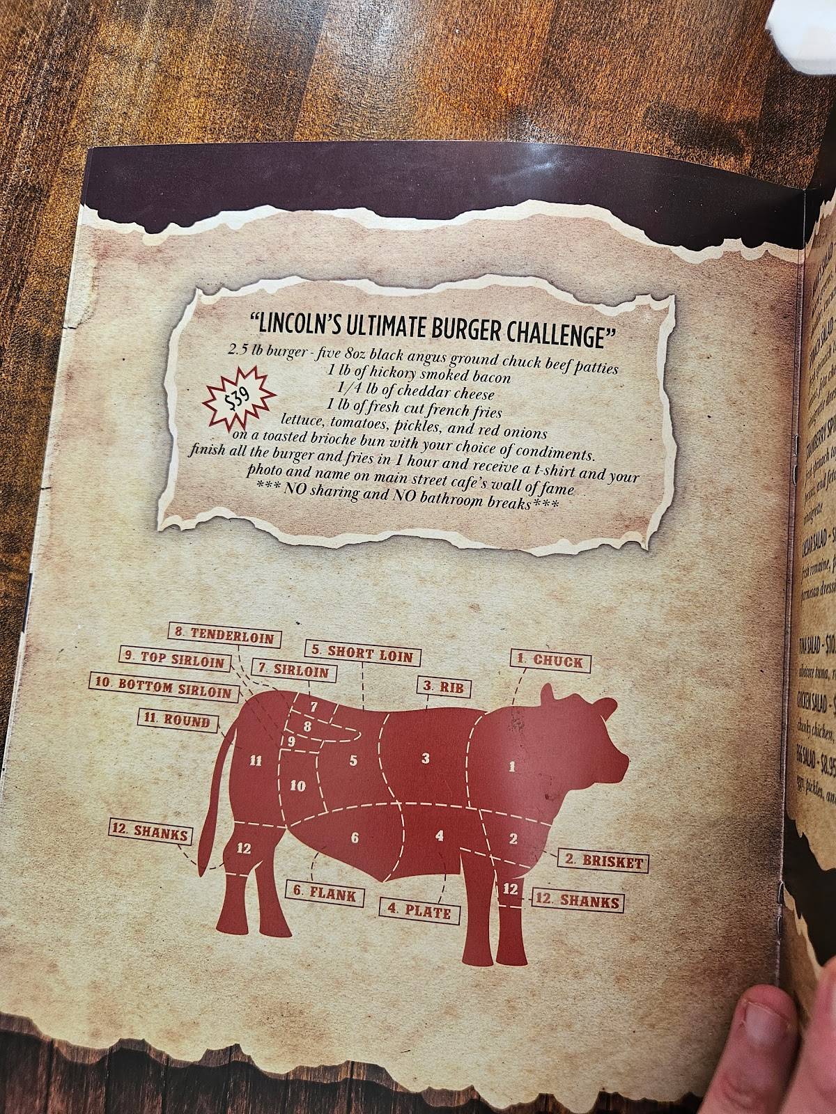 Menu at Main Street Cafe, Garland, 627 Main St