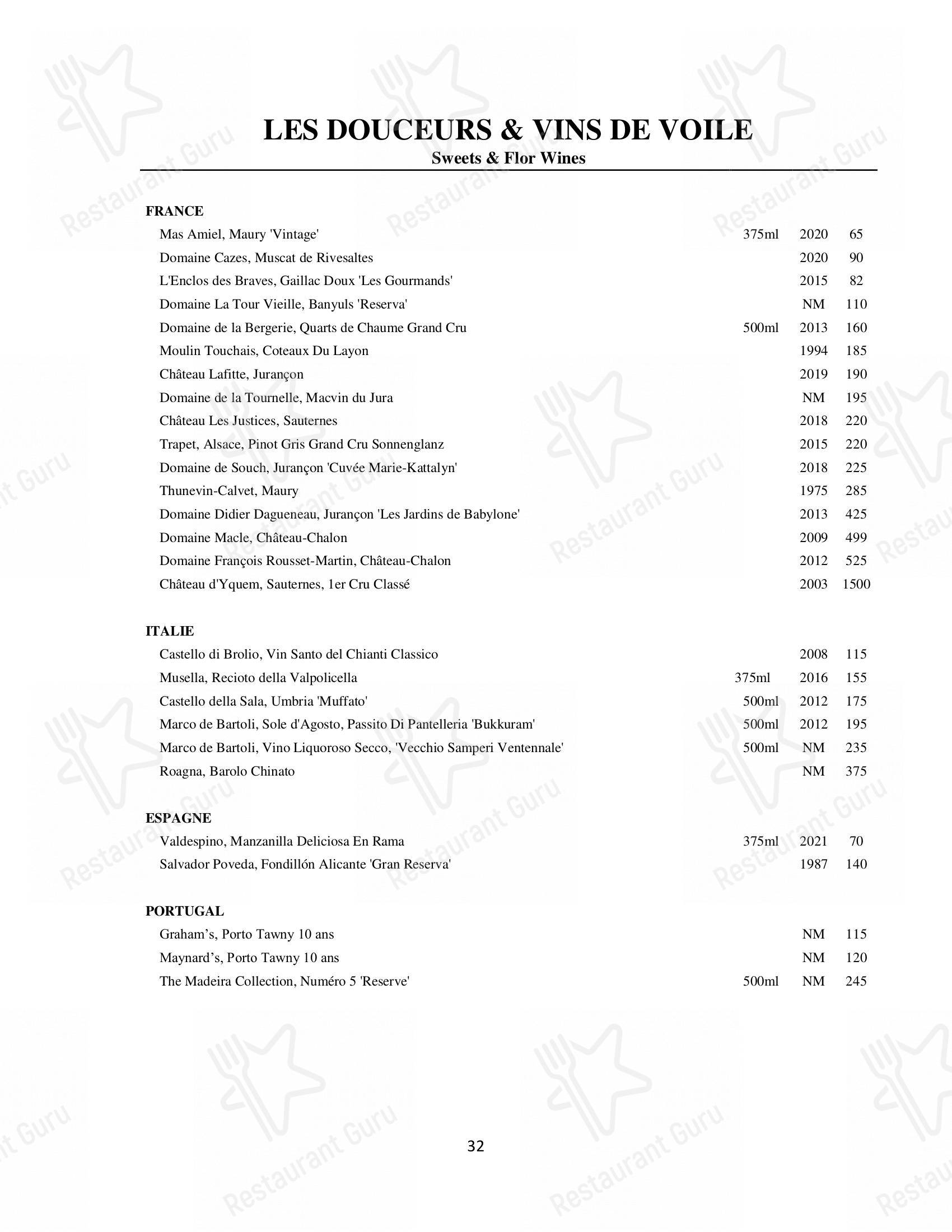 Menu au Maison Boulud restaurant, Montréal