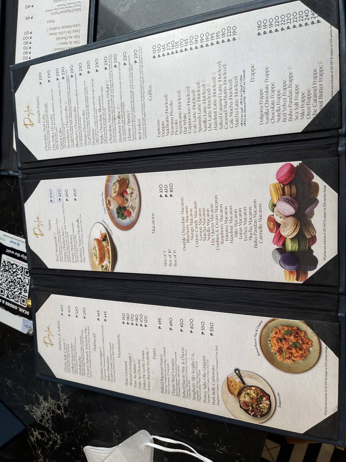 Menu at Dylan Patisserie Makati cafe, Makati