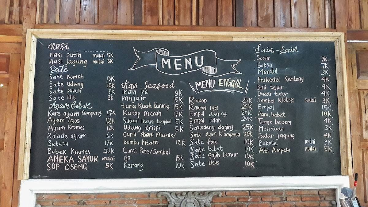 Menu at Waroeng Tani - Pan Java Mulyoagung restaurant, Malang