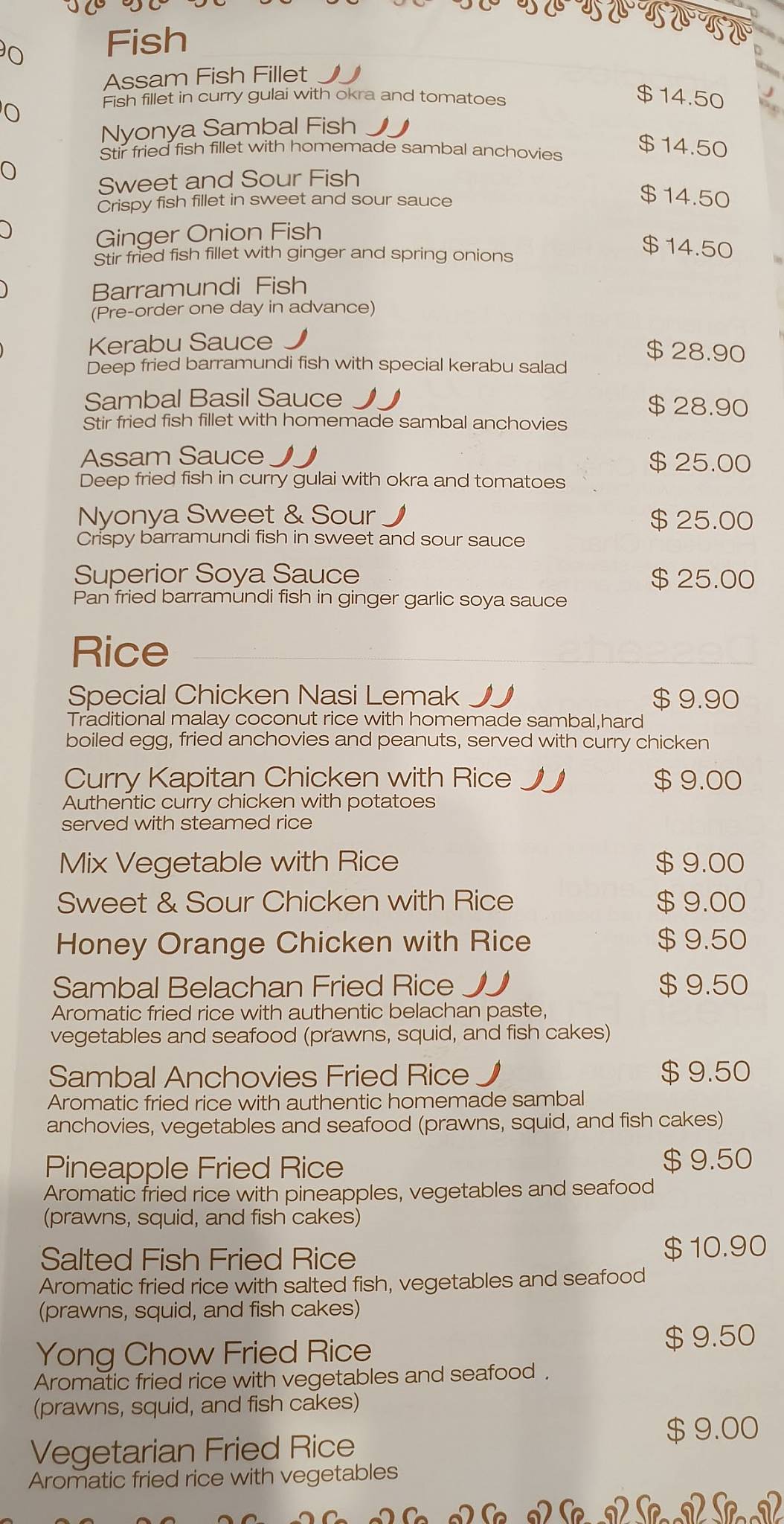 Menu at Malaysian Dining Delights restaurant, Parkwood