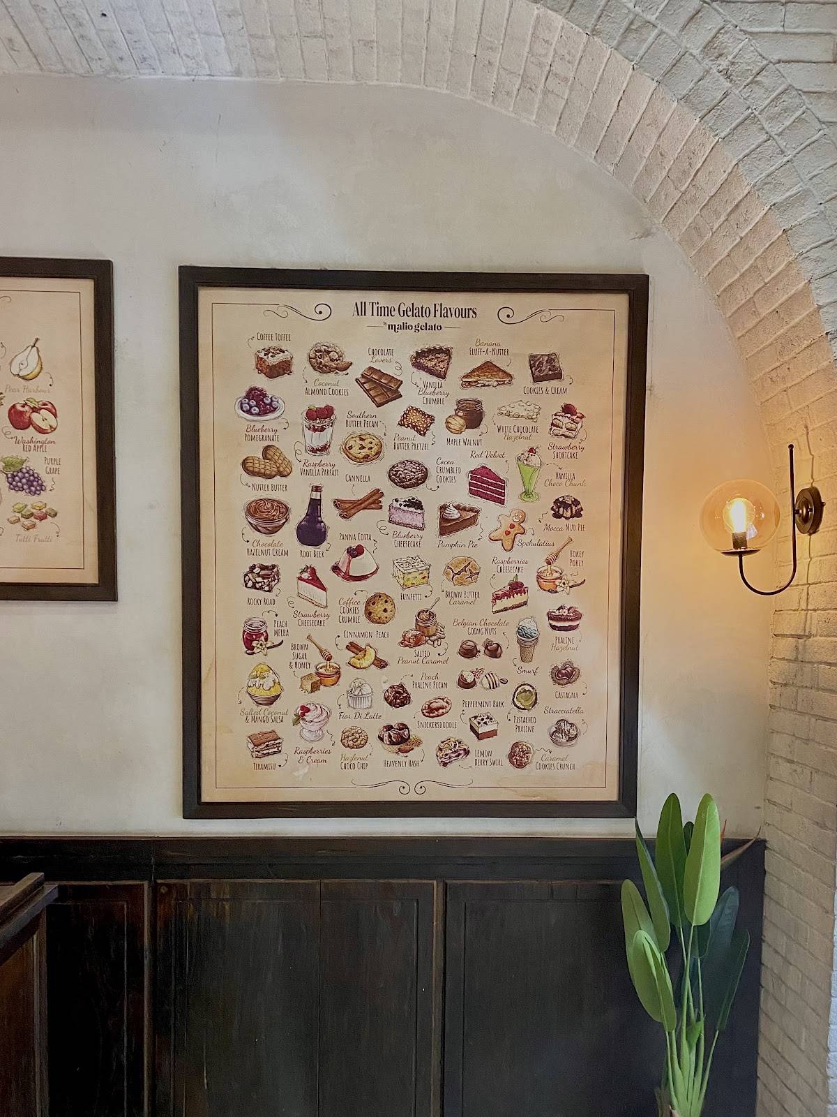Menu at Malio Gelato restaurant, Yogyakarta
