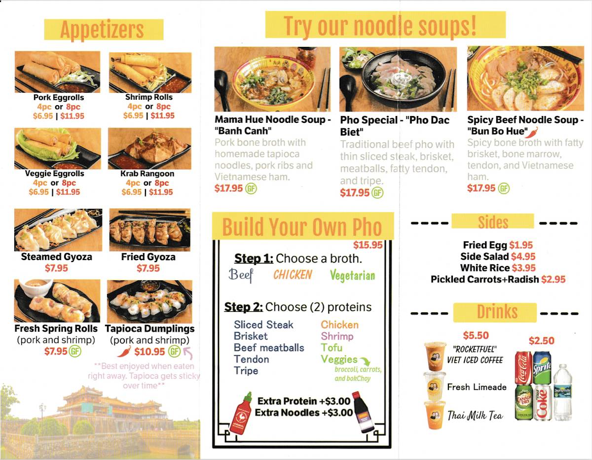 Menu at Mama Hue restaurant, Vero Beach