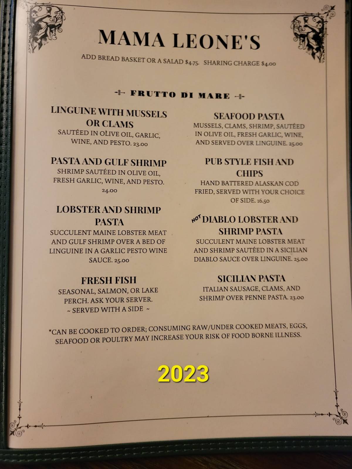 Menu at Mama Leone's Italian Restaurant, Gaylord, S Otsego Ave