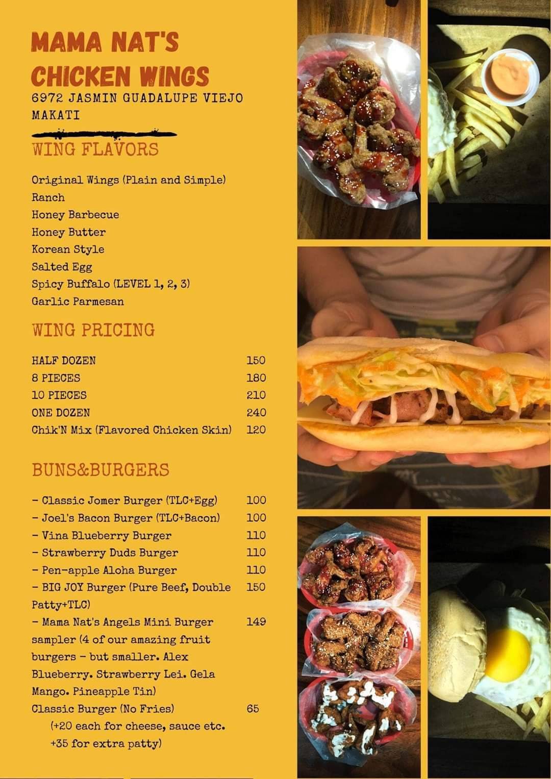 Carta del restaurante Mama Nat’s Chicken Wings, Makati