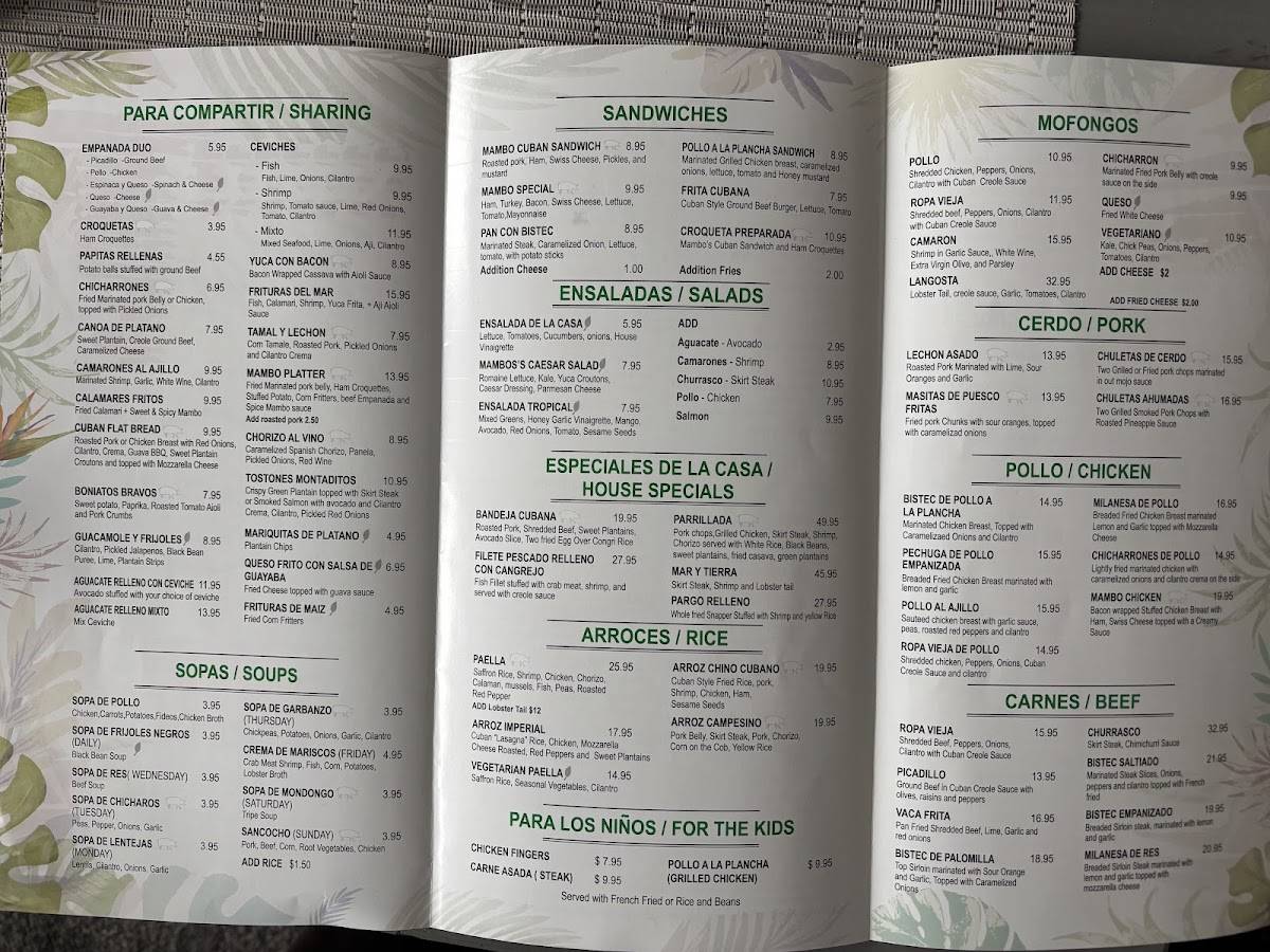 Menu at Mambo Cuban Restaurant & Lounge Harrison, Harrison
