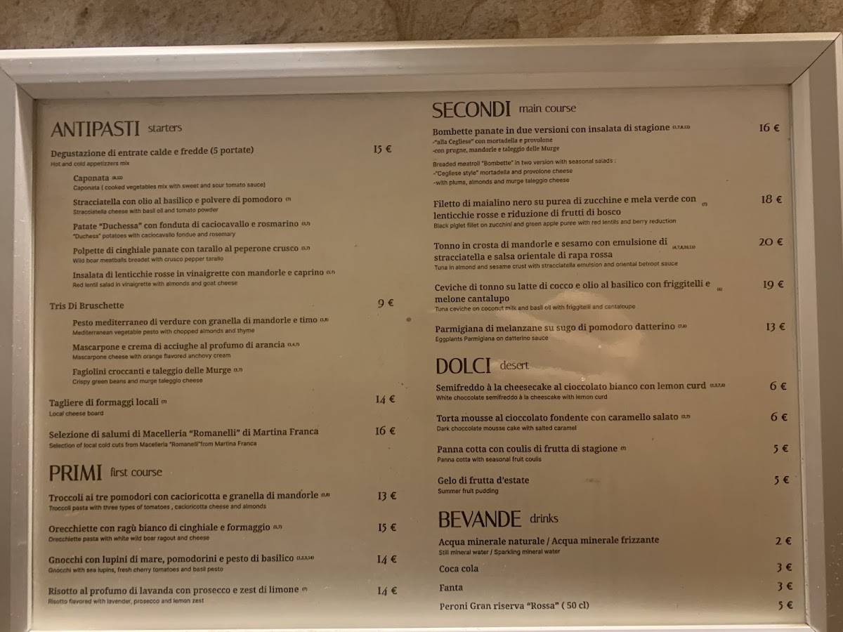 Menu da M'ami? cucina a-tipica ristorante, Ceglie Messapica