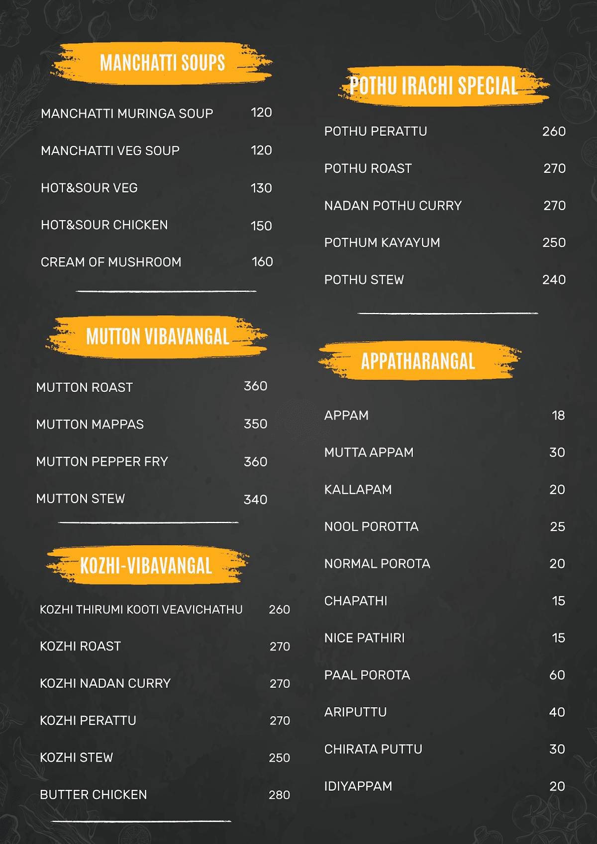 Menu at Manchatti Restaurant, Ernakulam, 54/3059