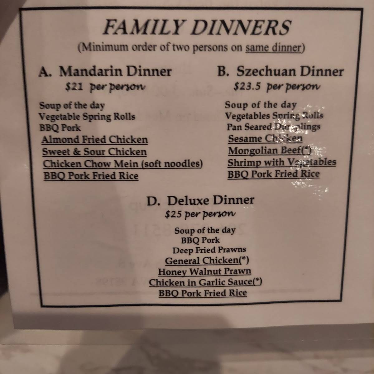 Menu at Mandarin Kitchen restaurant, Des Moines