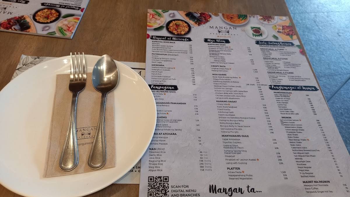 Menu at Mangan Restaurant Ayala Malls Manila Bay, Parañaque, GXFQ+2G7