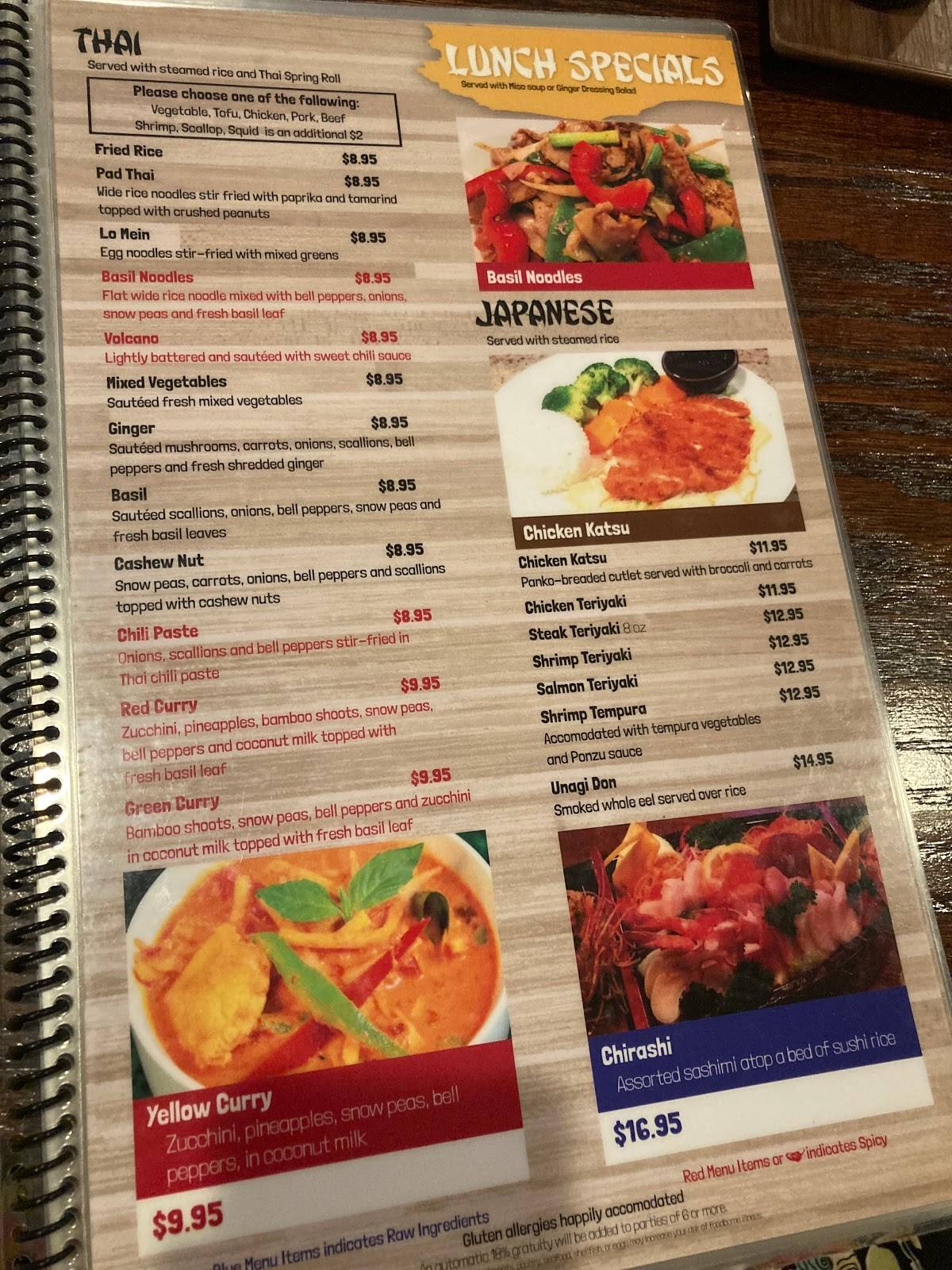 Menu at Mangetsu restaurant, Melbourne