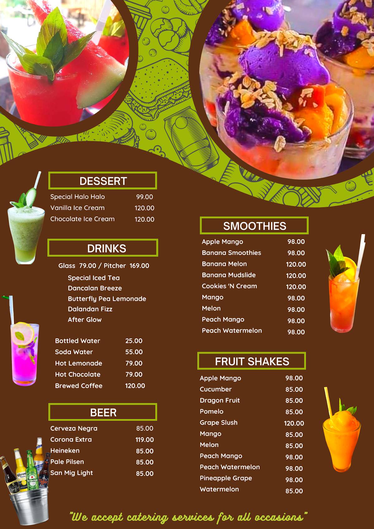 Menu at Mangrove Cafe, Gubat
