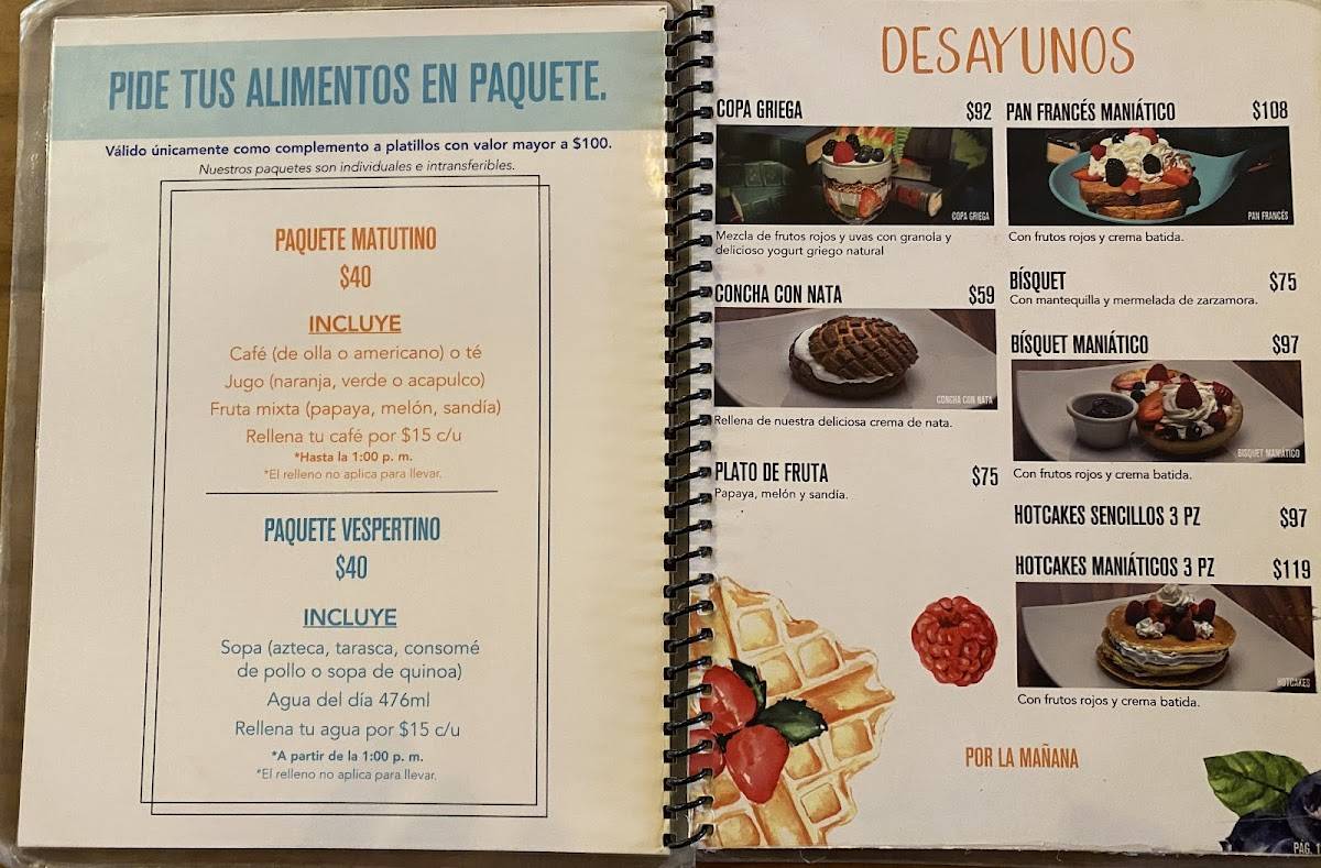 Menu at Maniática Café - Milenio III, Santiago de Querétaro