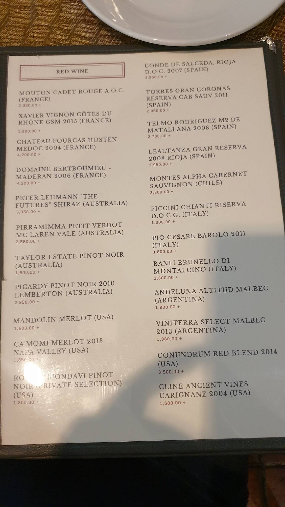 Menu at Ilustrado Restaurant, Manila, two-way