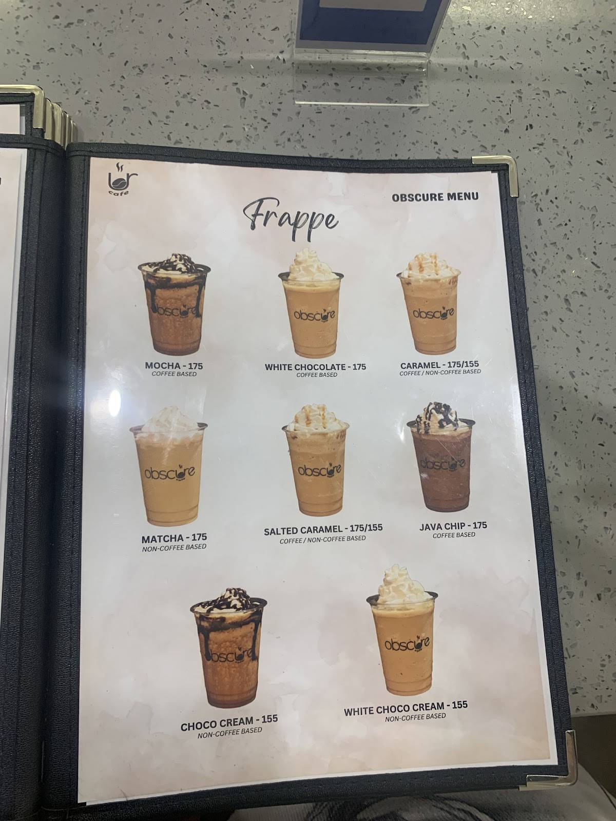 Menu at Obscure Café - Malate, Manila