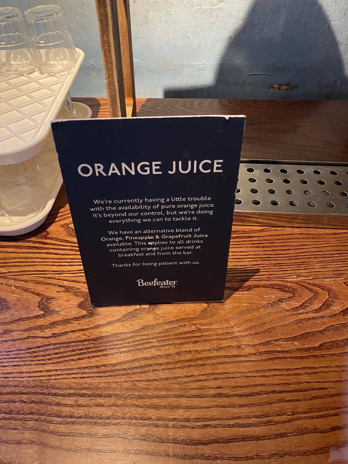 Menu at Manor Farm Beefeater restaurant, Gillingham