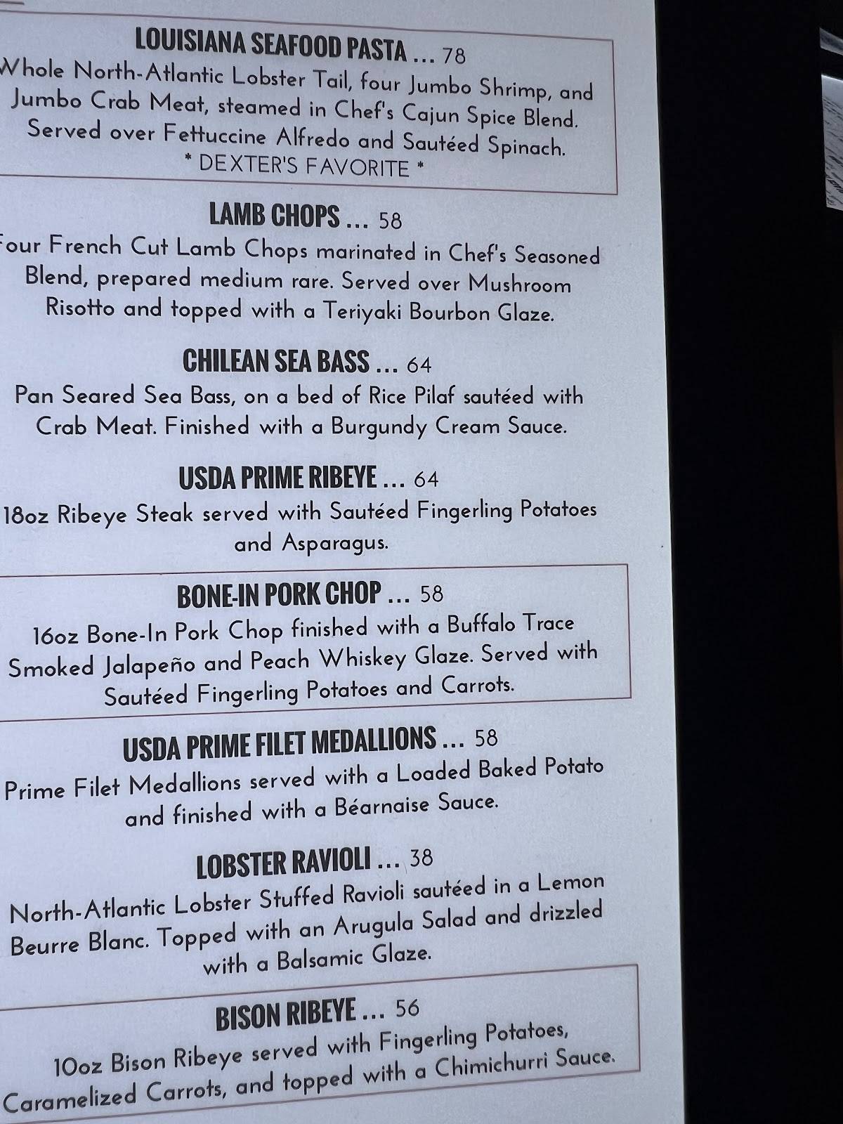 Menu at Vault Seafood & Steakhouse, Mansfield