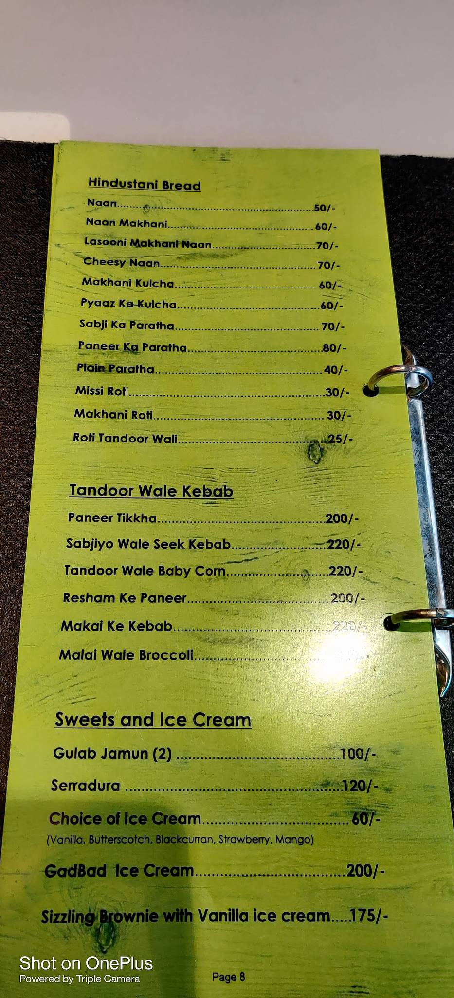 Menu at Tulsi Cafe, Mapusa
