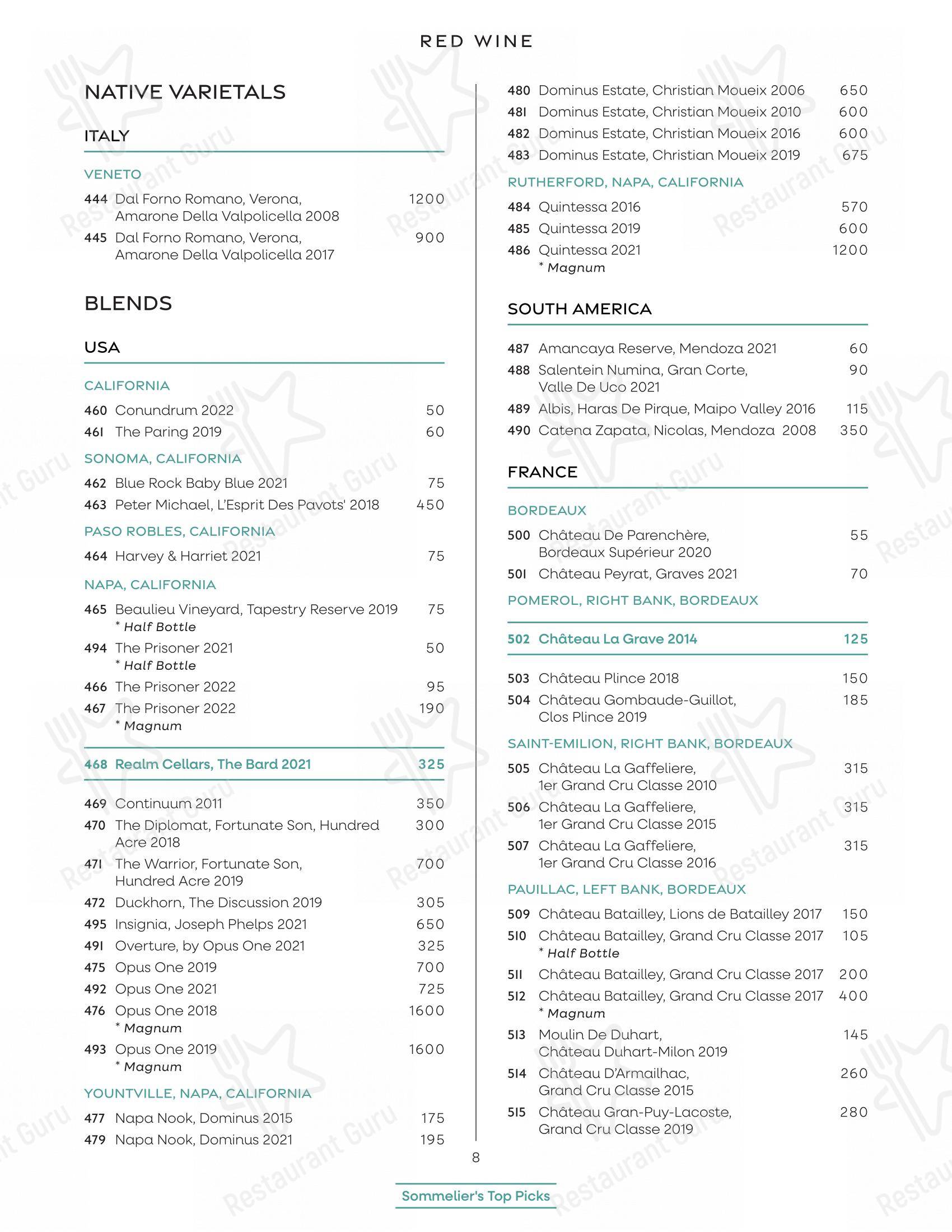Menu at Marco Prime Steak & Seafood Restaurant, Marco Island