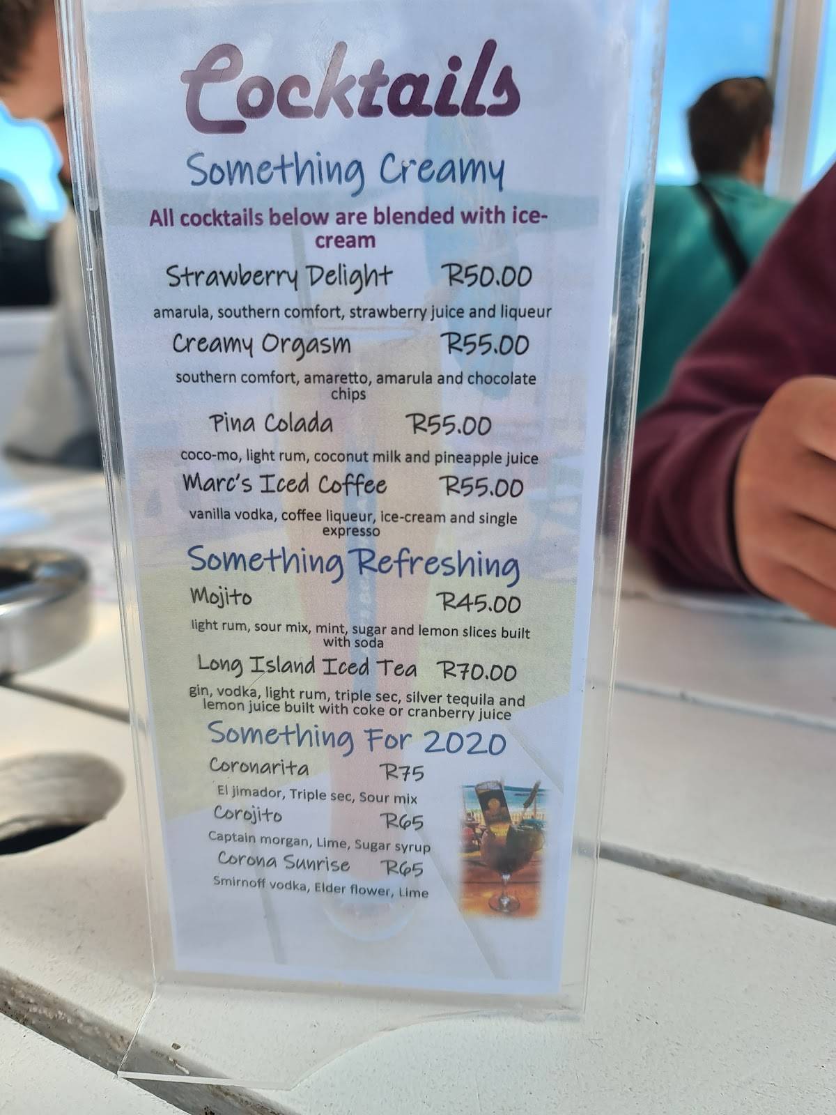 Menu at Marc's Beach Bar, Langebaan, Club Mykonos Resort