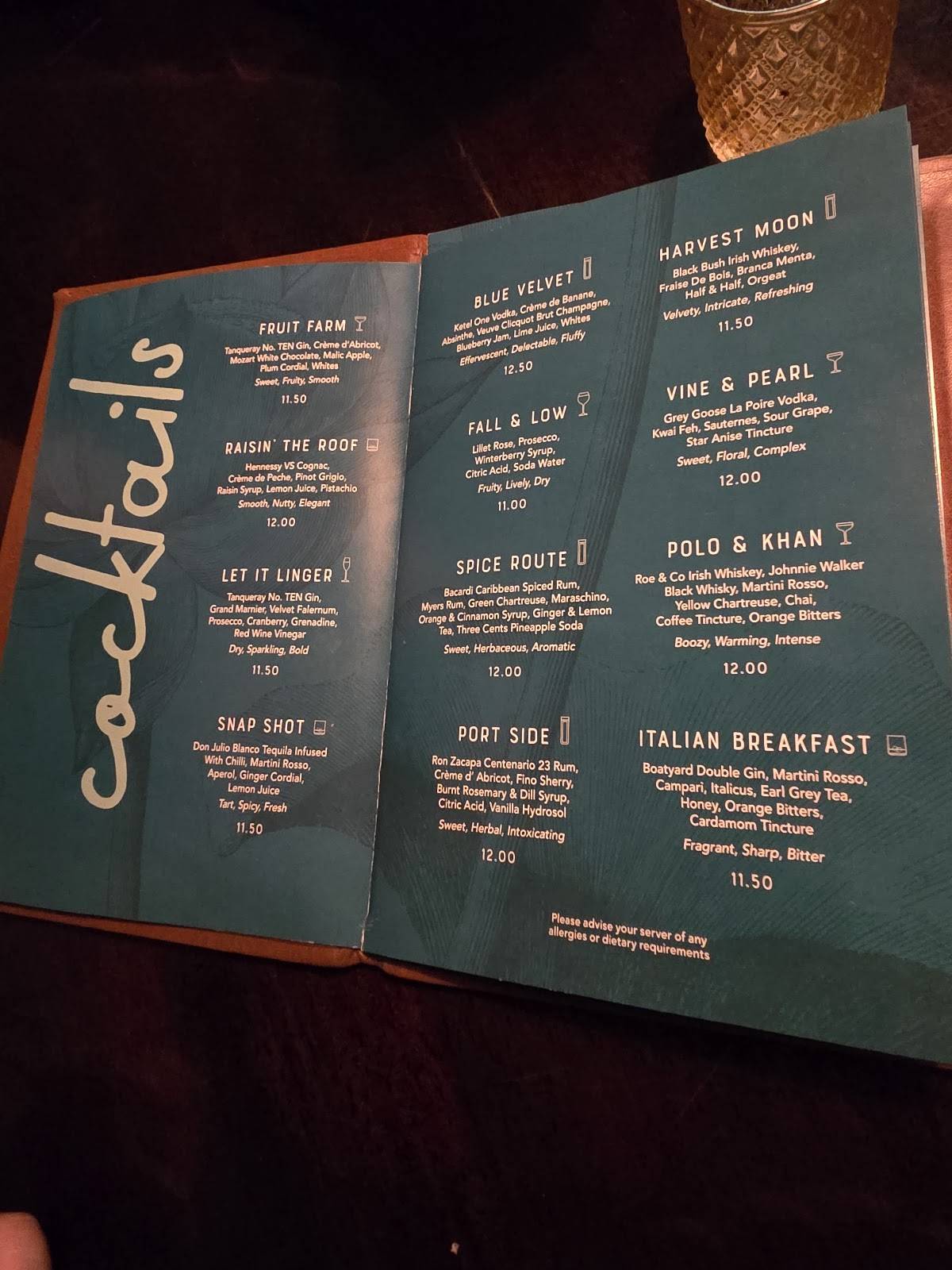 Menu at Margot pub & bar, Belfast