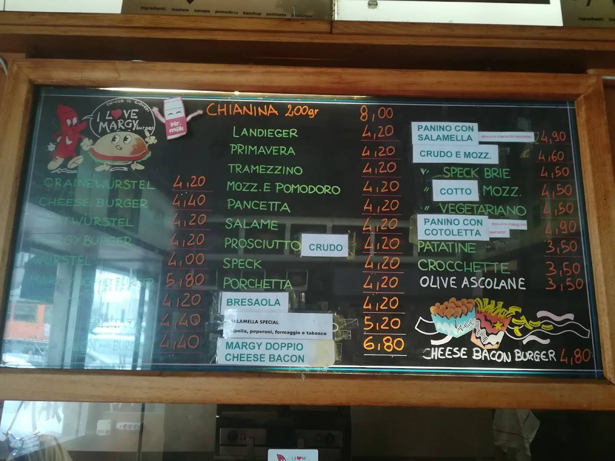 Carta de comida rápida Margy Burger Milano, Milan
