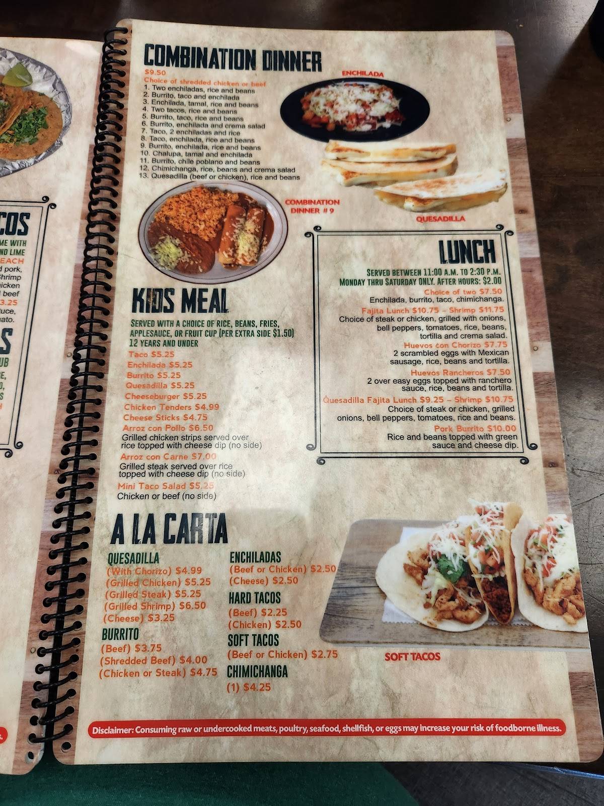 Menu at Mariachis pub & bar, Coldwater