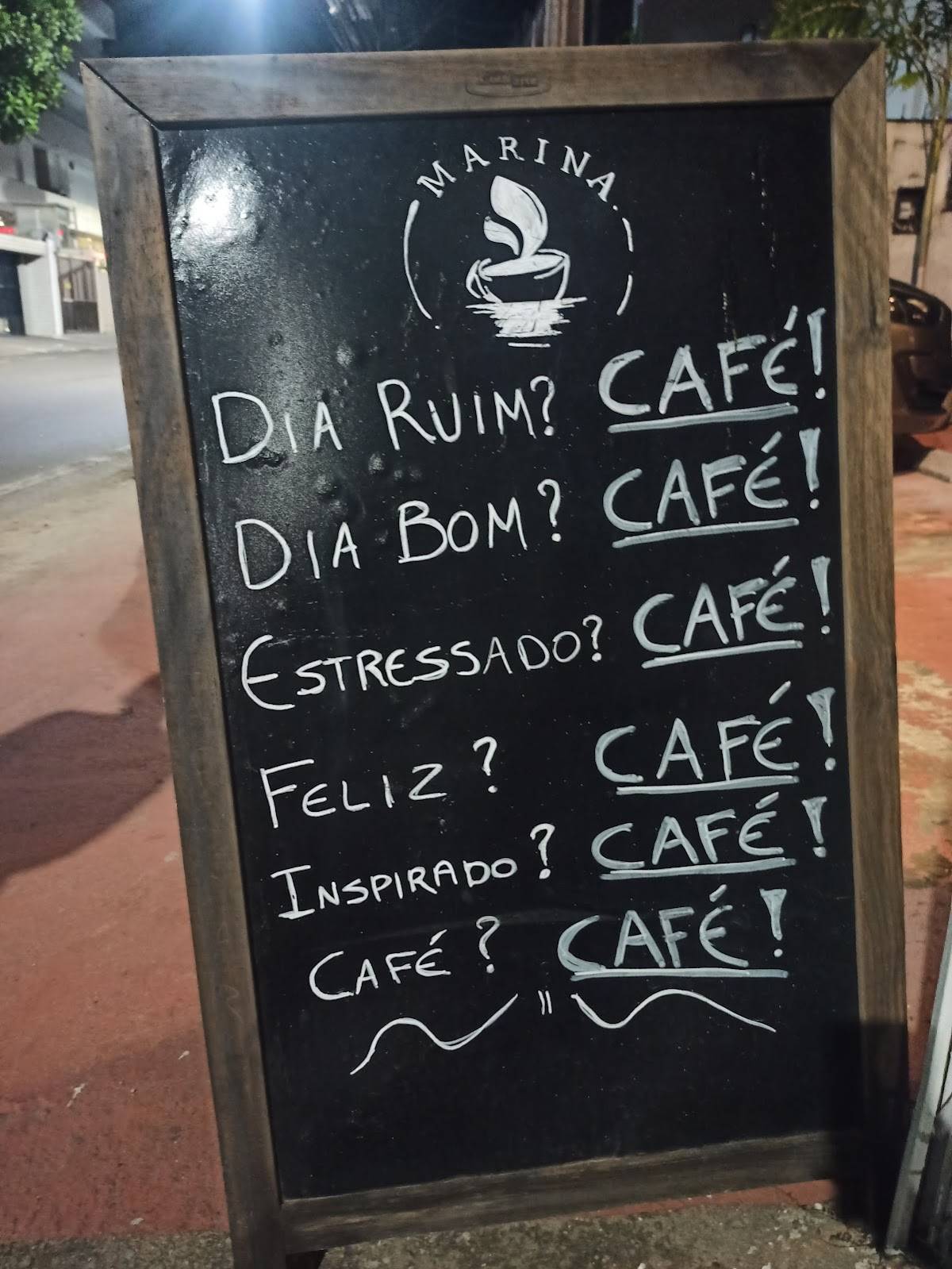 Carta del café Marina Coffee Shop, Maceió